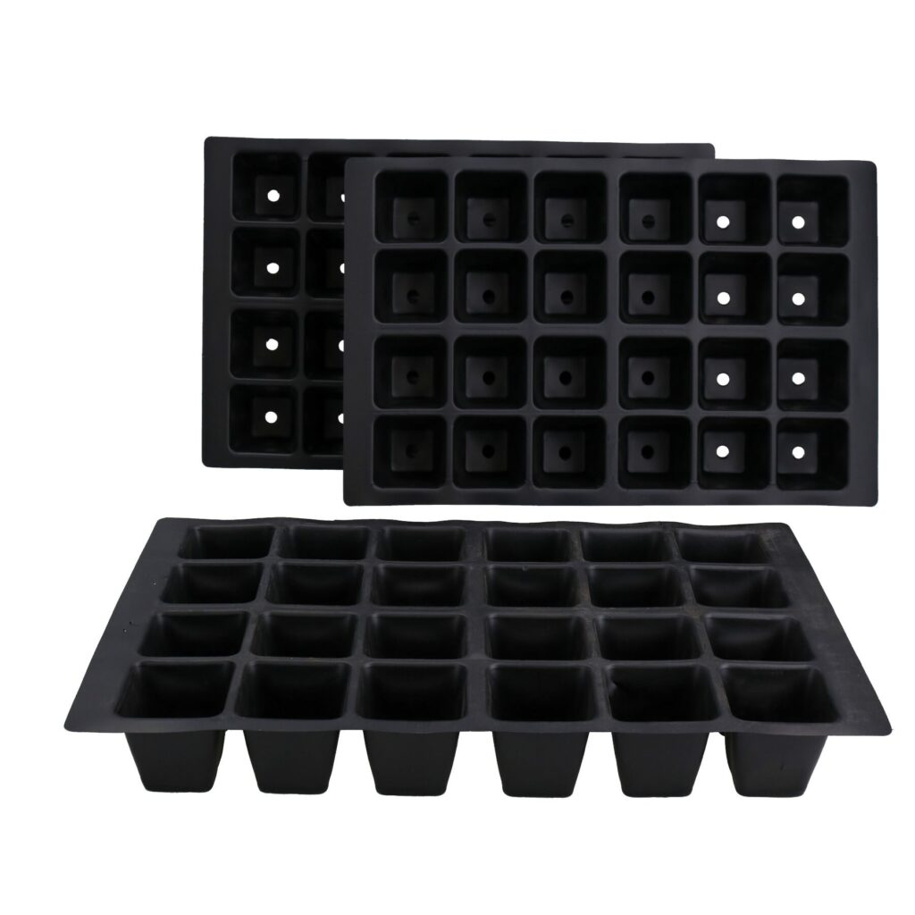 3 PACK 24 CELL PLASTIC PLANT POT TRAY | FUM Tools